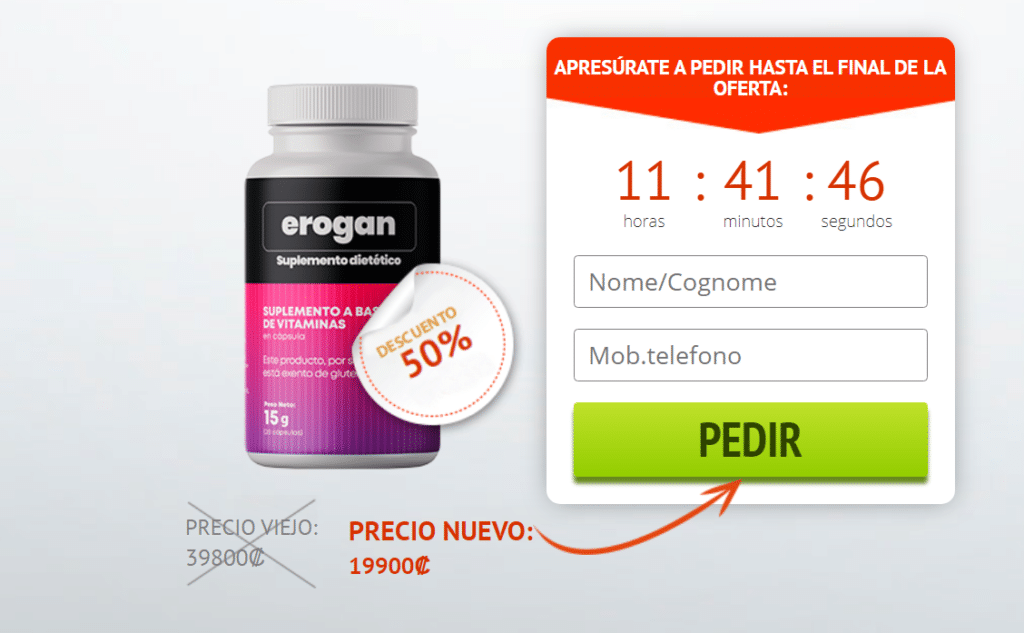 Erogan : Capsula, Reseñas, Obras, Precio, Beneficios, Original, Comprar